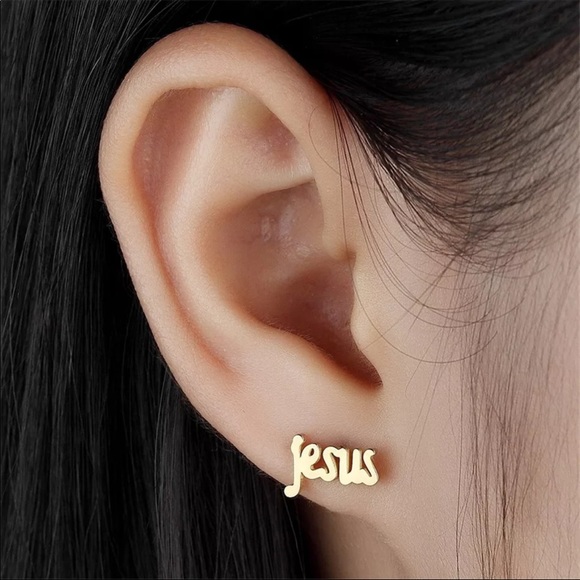 Jewelry | New Hiphop Rock Jesus Stud Earrings Gold | Poshmark